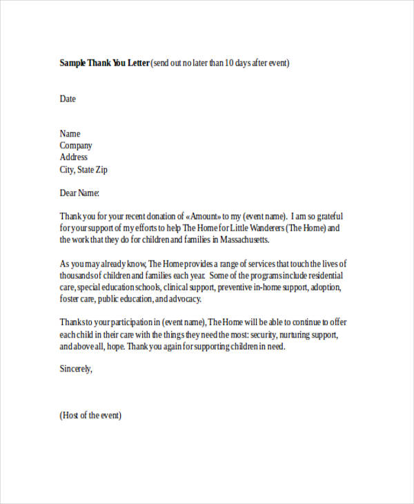 Event Thank You Letter Collection Letter Template Collection