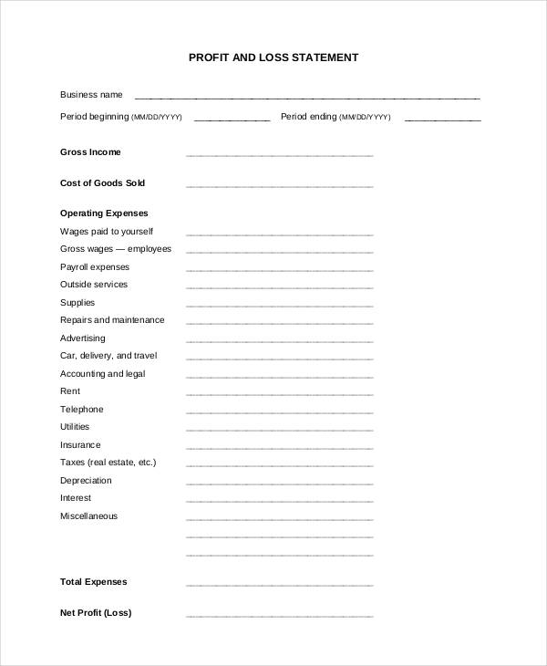 Profit And Loss Statement Templates 24 Free Docs Xlsx PDF Formats 