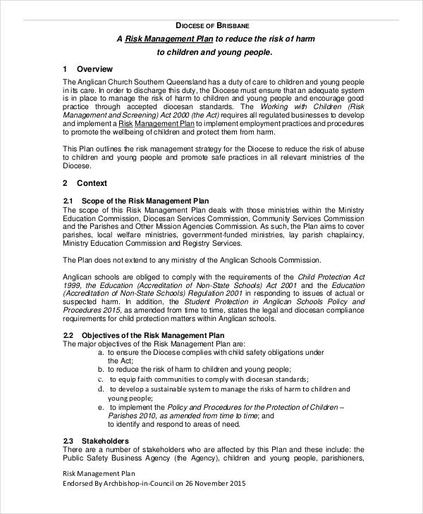 Risk Plan - 31+ Examples, Format, Pdf | Examples