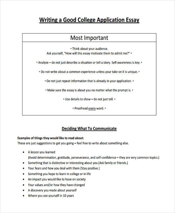 30 College Essay Examples MS Word PDF Examples