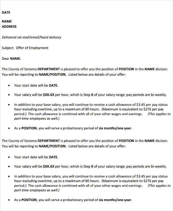 Contingent Offer Letter Template
