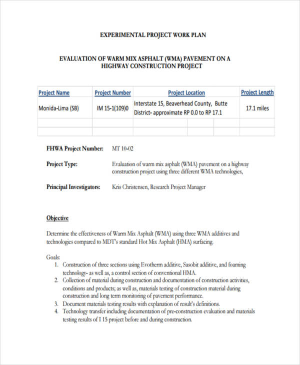 FREE 52 Work Plan Examples Samples In PDF Word Google Docs 