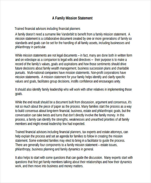 FREE 53 Mission Statement Examples Samples In PDF Word Pages