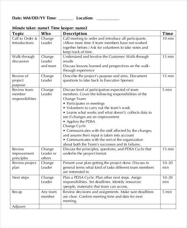  How To Write An Agenda For A Meeting Examples 8 Business Agenda 