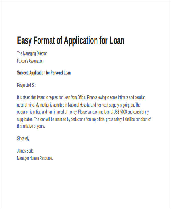 20 Sample Of Loan Application Letter To Employer 20 Sample Of Loan Application Letter To Employer