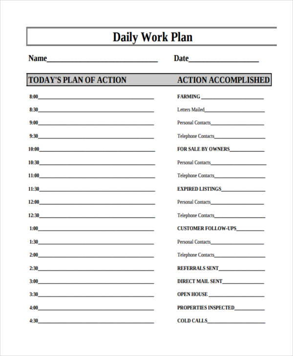 FREE 52 Work Plan Examples Samples In PDF Word Google Docs 