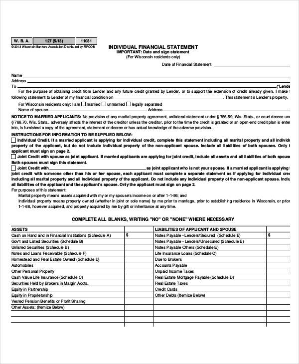 35+ Financial Statement Examples [ Annual, Small Business, Personal ...