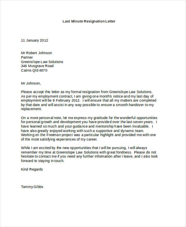 Resignation Letter Examples 56 In PDF MS Word Google Docs