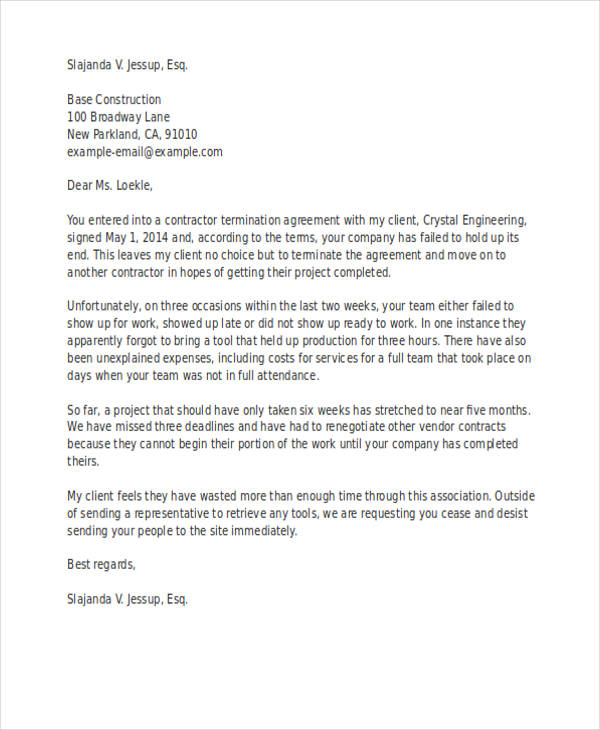 Contract Termination Letter To Client For Your Needs Letter Template 