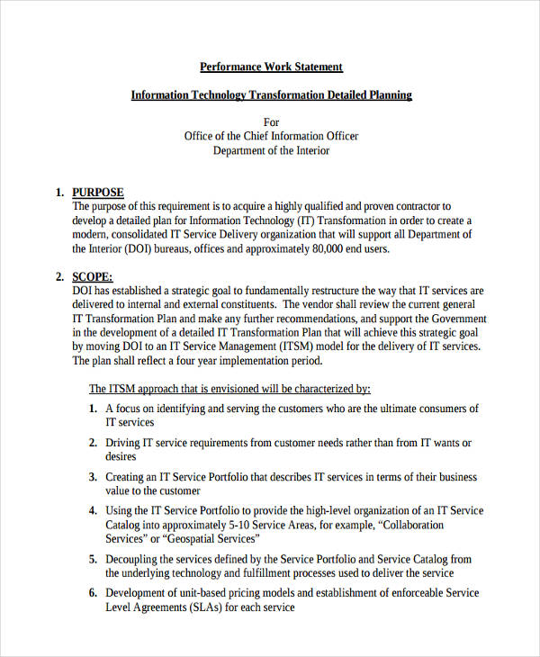 Statement of Work - 32+ Examples, Format, Pdf | Examples