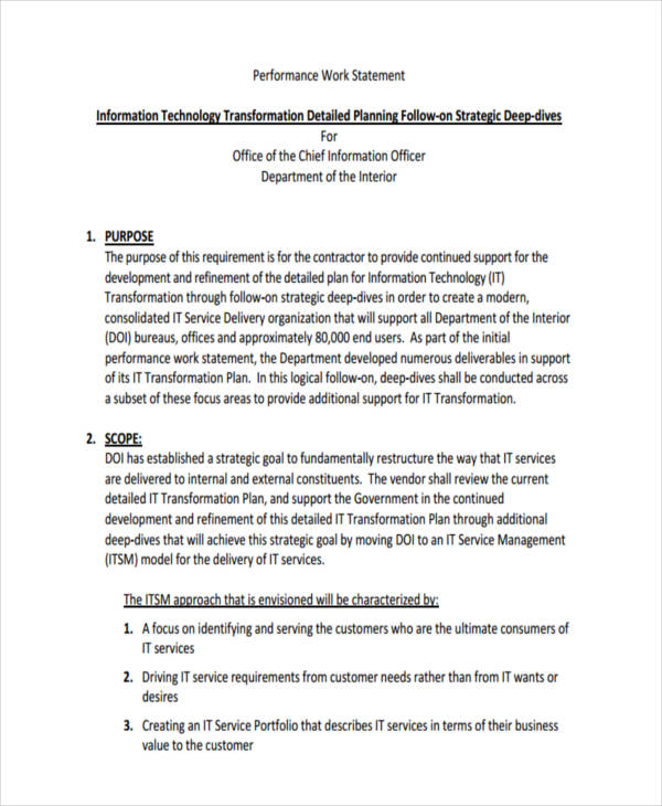 Statement of Work - 32+ Examples, Format, Pdf | Examples