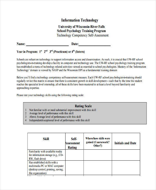 Self assessment 46 Examples Word Docs Pages PDF