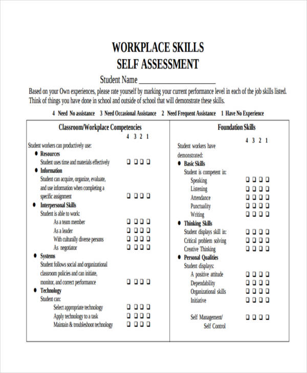Self assessment Examples 46 Samples In PDF DOC Examples