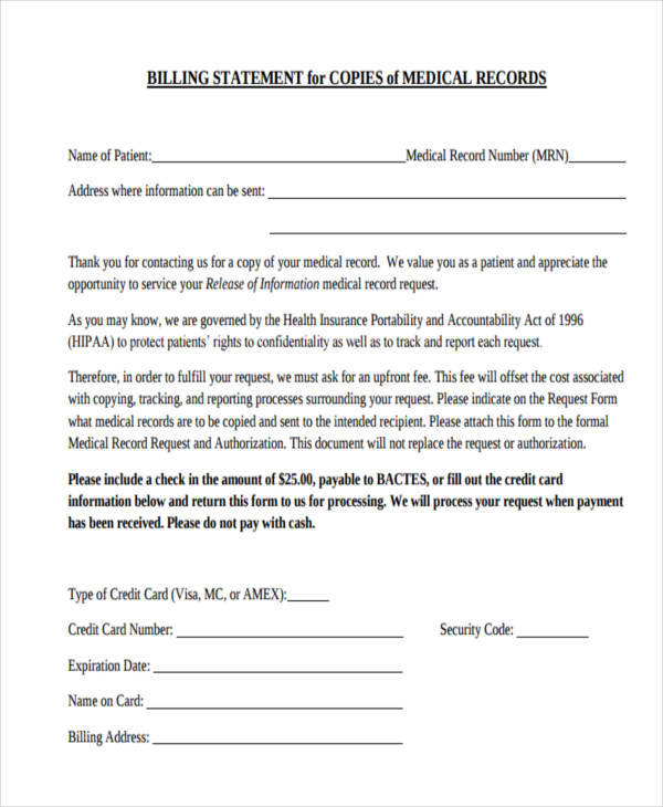 Medical Statement Template Medical Statement Template