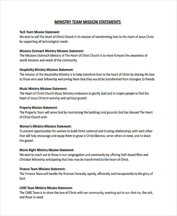 FREE 53 Mission Statement Examples Samples In PDF Word Pages 