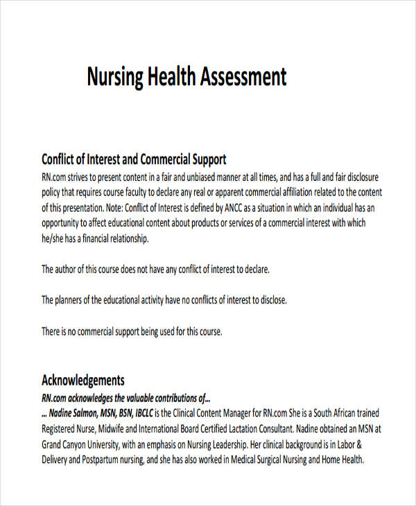 Health Assessment 36 Examples Format Pdf Health Assessment 36 Examples Format Pdf