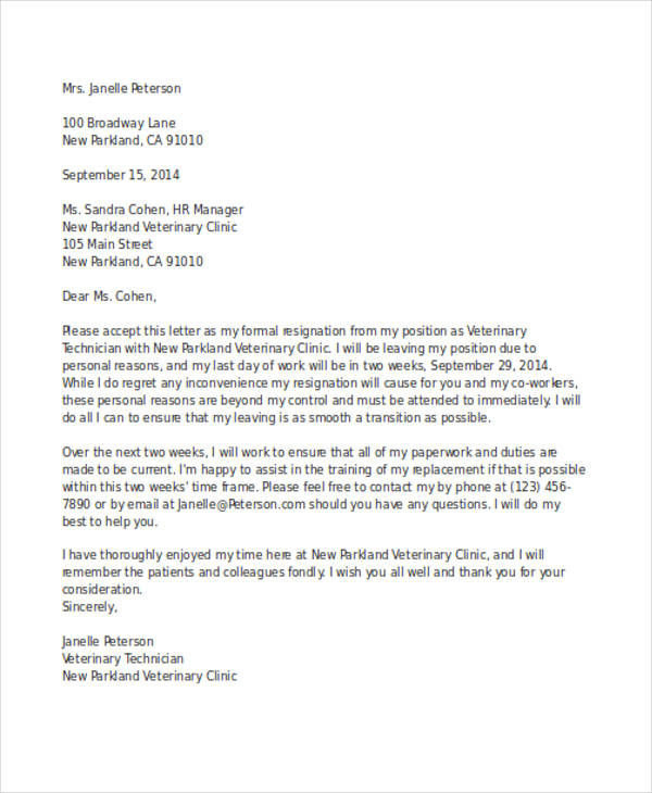 Resignation Letter Examples 56 In PDF MS Word Google Docs