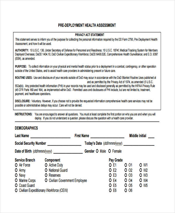 Health Assessment - 36+ Examples, Format, Pdf | Examples