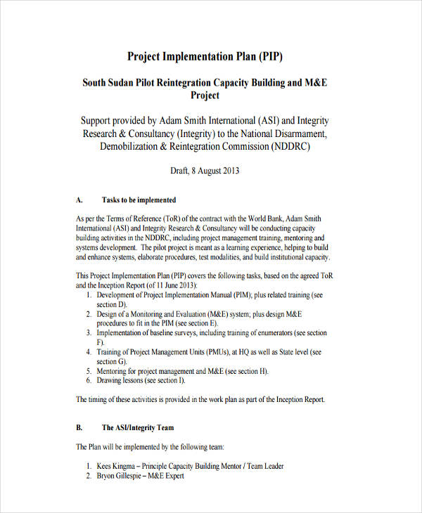 Implementation Plan 69 Examples Format How To Develop Pdf