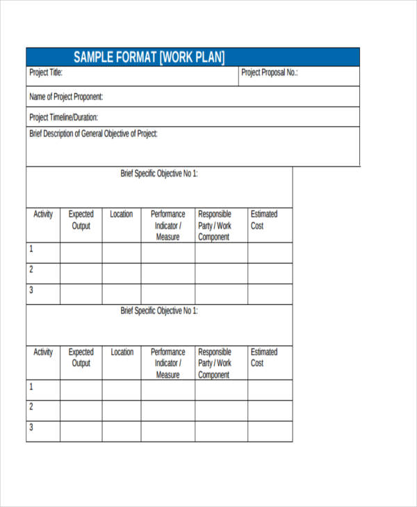 Work Plan Sample Best Of Document Template