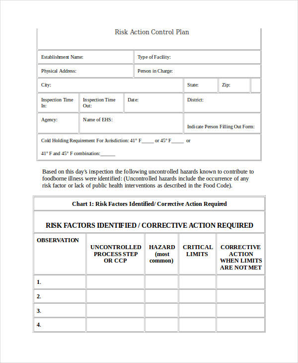 Risk Plan - 31+ Examples, Format, Pdf | Examples