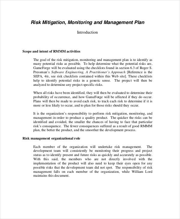 Risk Plan - 31+ Examples, Format, Pdf | Examples
