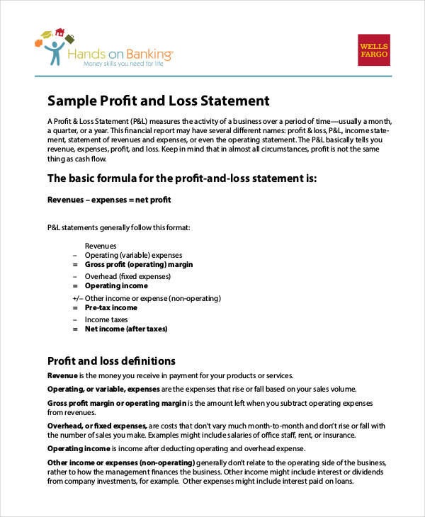 Profit and Loss Statement - 34+ Examples, Format, Pdf | Examples
