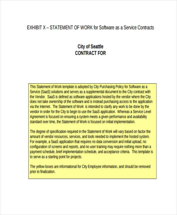Statement of Work - 32+ Examples, Format, Pdf | Examples