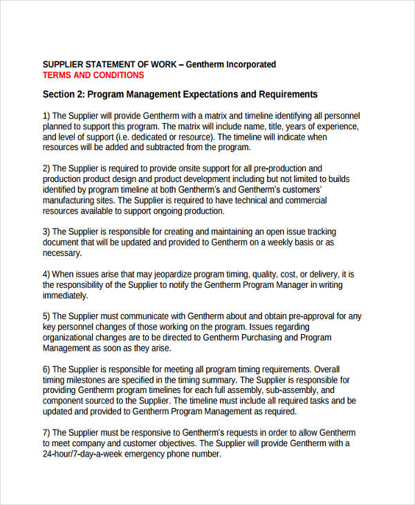 Statement of Work - 32+ Examples, Format, Pdf | Examples