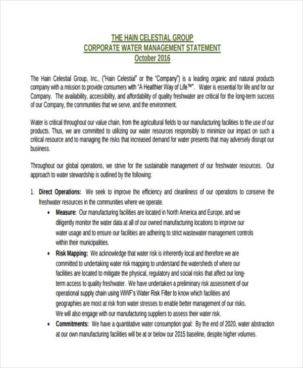 Management Statement - 7+ Examples, Format, Pdf | Examples