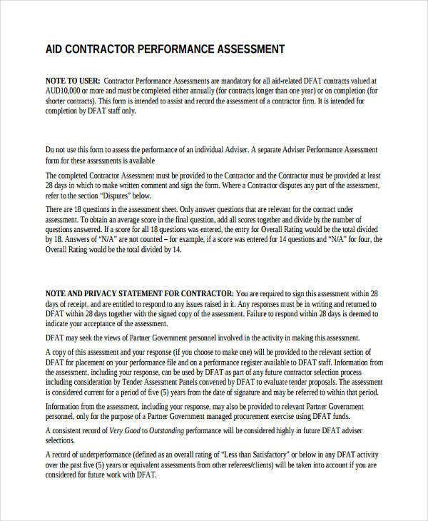 Performance Assessment - 19+ Examples, Format, Sample | Examples