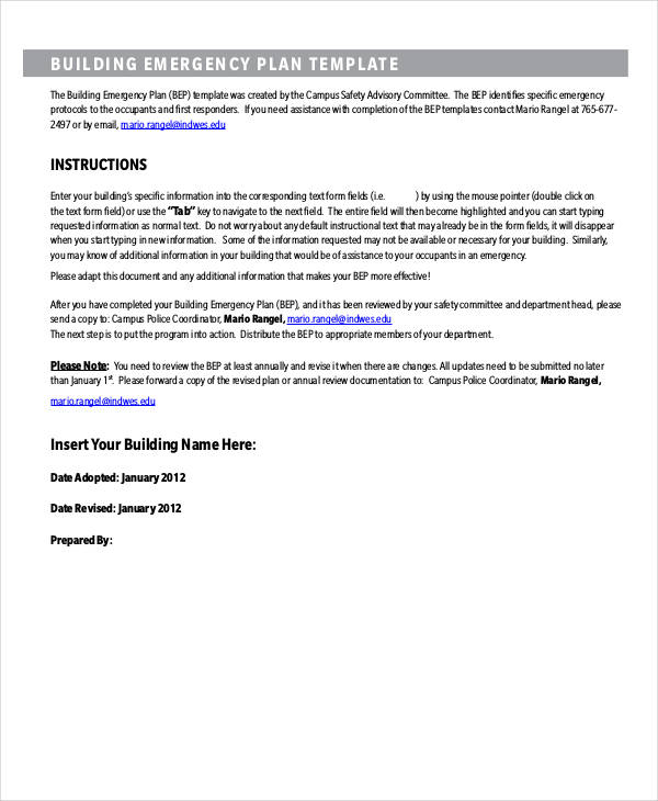 Emergency Plan - 36+ Examples, Format, Pdf | Examples
