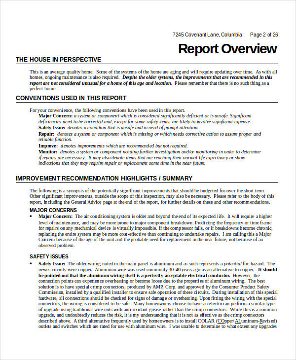 Building Inspection Report Template