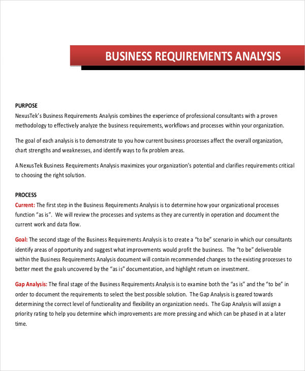 9 Requirements Analysis Examples To Download 9 Requirements Analysis Examples To Download