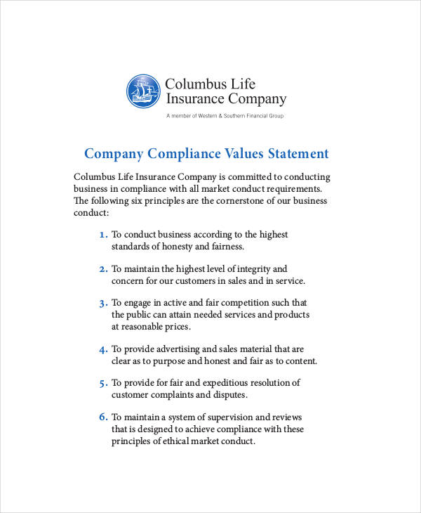 Value Statement 6 Examples Format Pdf Examples
