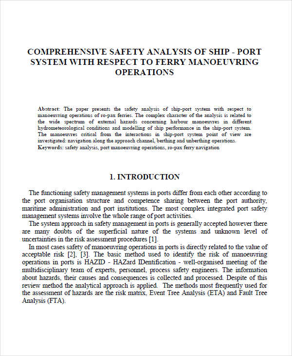 Safety Analysis - 7+ Examples, Format, How to Prepare, PDFPdf