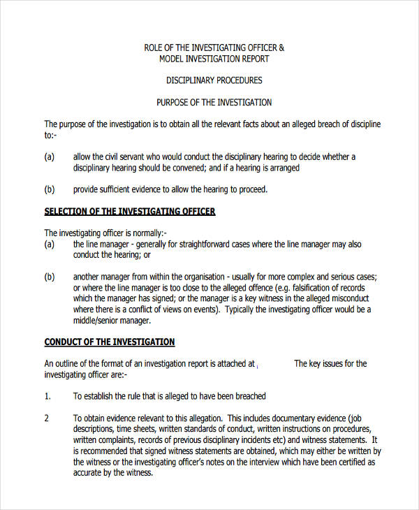 Disciplinary Report Template Master Template