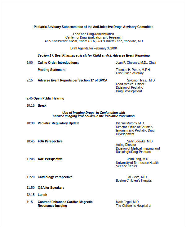 Draft Agenda