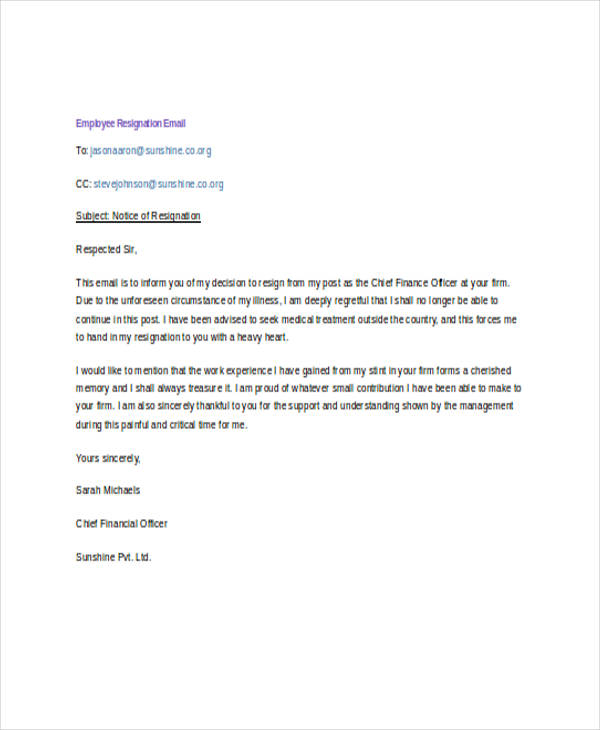 14 Resignation Email Template Free Word Excel PDF Formats