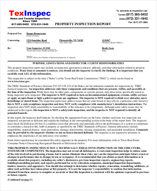 Inspection Report Examples 50 In PDF MS Word Pages Google Docs Examples