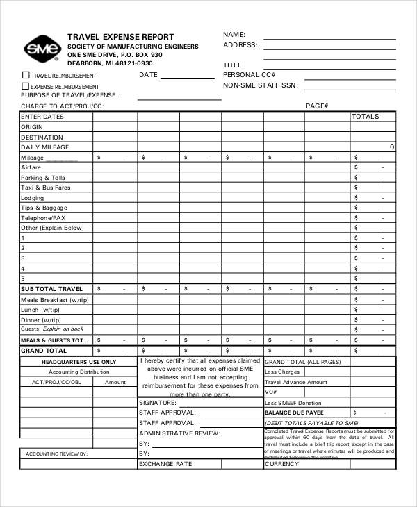 Expense Report - 36+ Examples, Samples, PDF, Google Docs, Pages, DOC ...