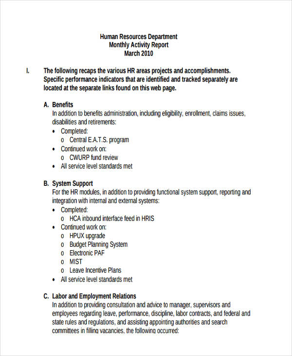 How To Write Introduction Of Monthly Report