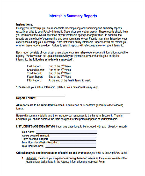 Internship Report 14 Examples Format Pdf Examples