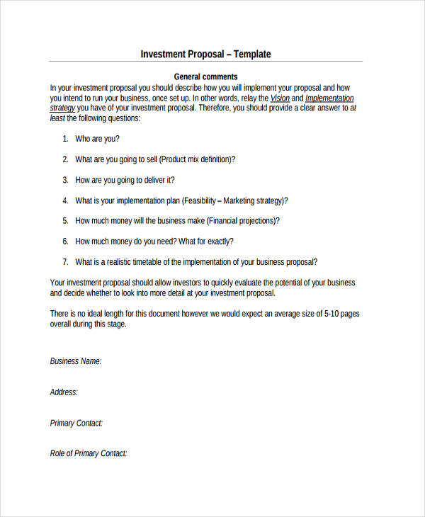 Investment Proposal 21 Examples Format How To Write Pdf