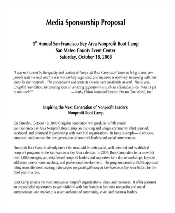 Sponsorship Proposal Examples 15 In PDF Google Docs Pages MS 