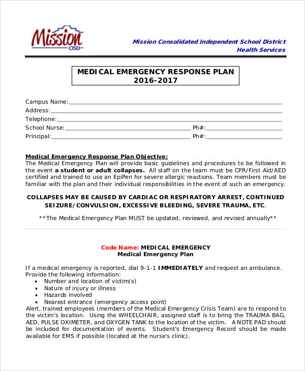 Emergency Plan - 36+ Examples, Format, Pdf | Examples