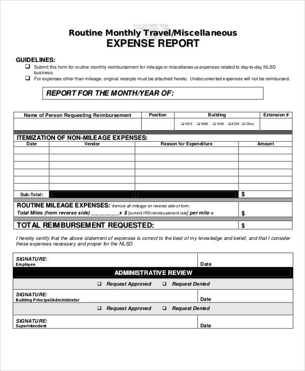 Expense Report - 36+ Examples, Samples, PDF, Google Docs, Pages, DOC ...