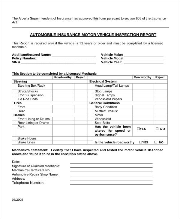 Missouri Vehicle Inspection Form VEHICLE UOI