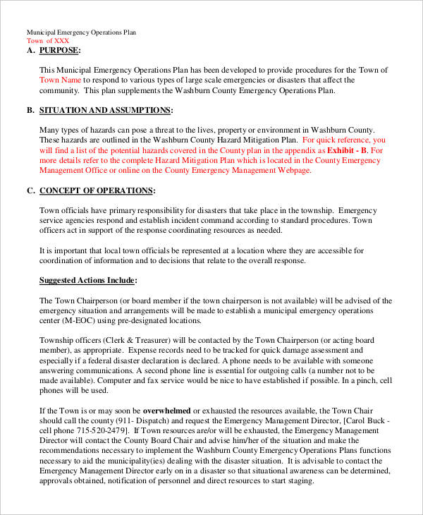 Emergency Plan - 36+ Examples, Format, Pdf | Examples