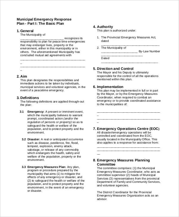 Emergency Plan - 36+ Examples, Format, Pdf | Examples